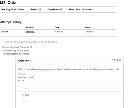 M2 Quiz Cse 240 Intro To Programming Languages 2022 Fall A M2