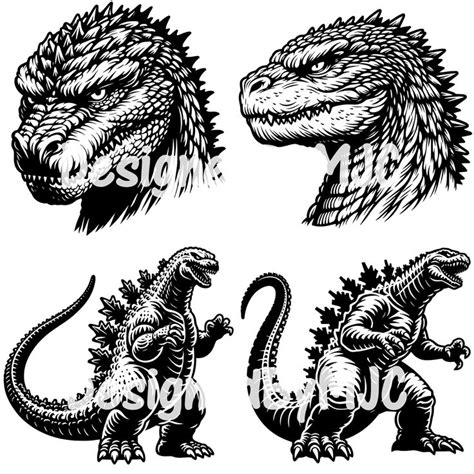 Godzilla Svg And Png Files Godzilla Graphics Digital Clip Art Cut