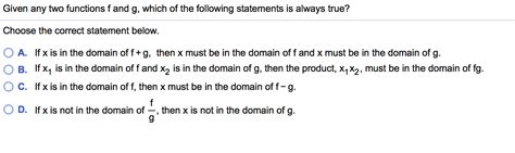 Solved Given Any Two Functions F And G Which Of The