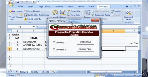 Vba Excel Pemula 27 Pengenalan Properties Checkbox Enabled