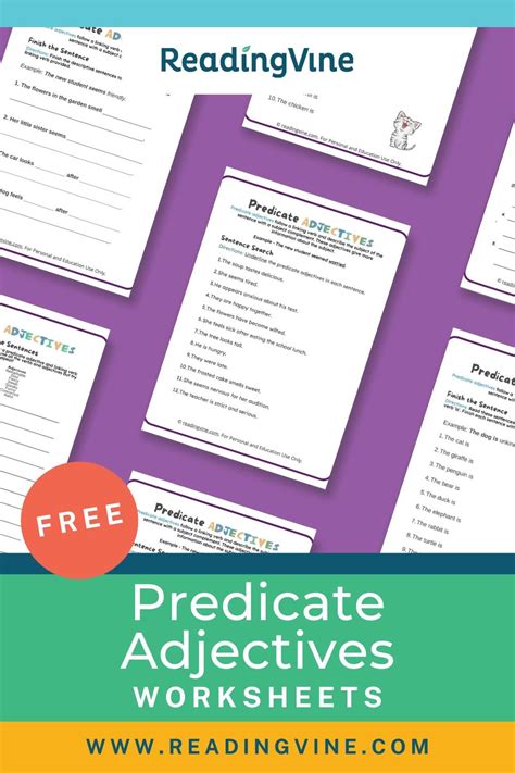 Predicate Adjectives Worksheets Adjective Worksheet Adjectives