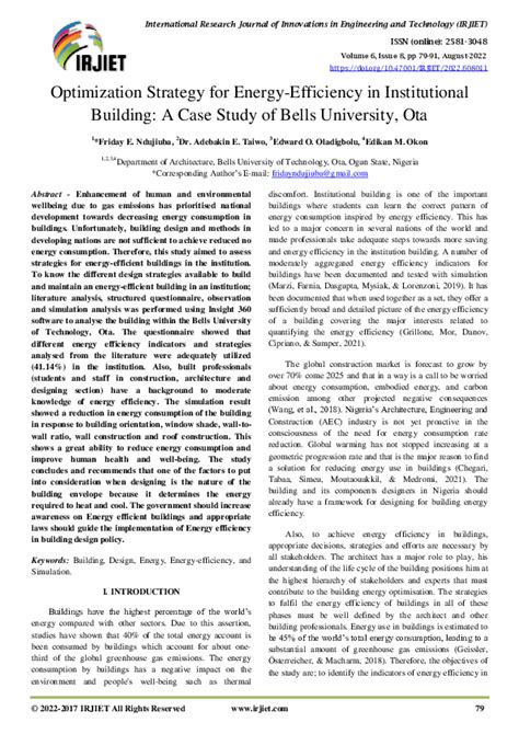 Pdf Optimization Strategy For Energy Efficiency In Institutional