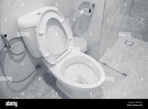 Clean Modern Toilet Bidet Shower In The Hotel Bathroom Restroom