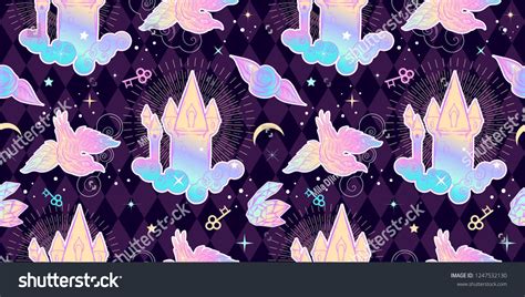 Cute Princess Pattern Castle Clouds Roses Stock Vector Royalty Free 1247532130 Shutterstock