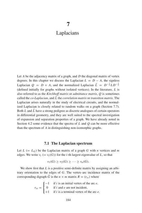 Laplacians Chapter 7 An Introduction To The Theory Of Graph Spectra