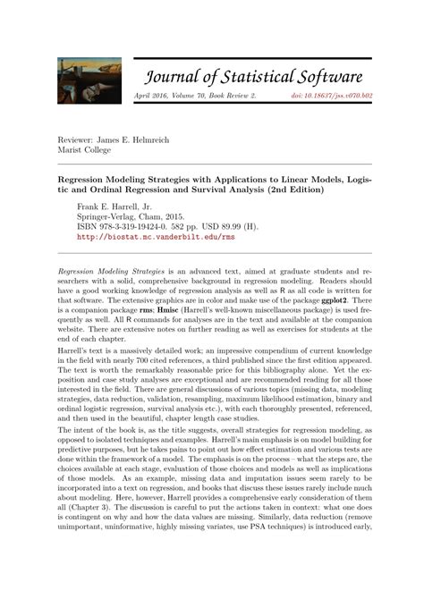 pdf regression modeling strategies with applications to linear models