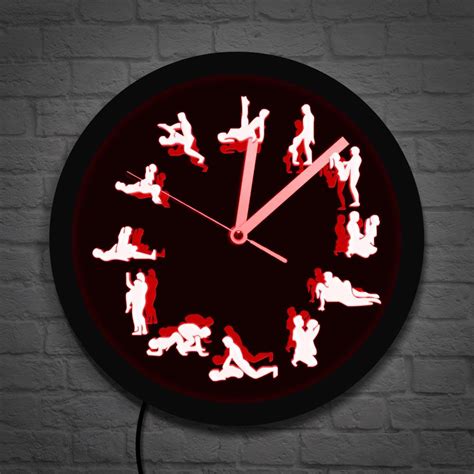 Cheap Kamasutra LED Neon Light Sign Wall Clock Sex Positions Luminous Wall Clock Lighting Mature