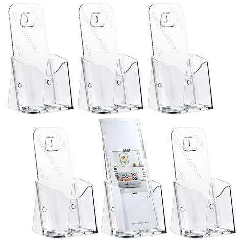 6 Pack Clear Acrylic Brochure Holder Wall Mount Mounted Flyer Pamphlet