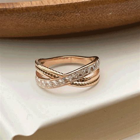 컬러추가 써지컬스틸 엑스 꼬임 블링큐빅 우정 반지 에이블리