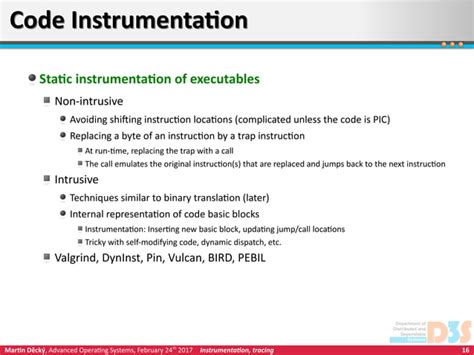 Code Instrumentation Dynamic Tracing Ppt