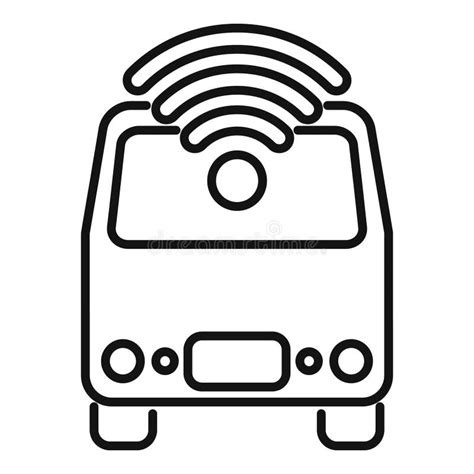 Front View Of Autonomous Self Driving Bus Using Wireless Network Icon Stock Illustration