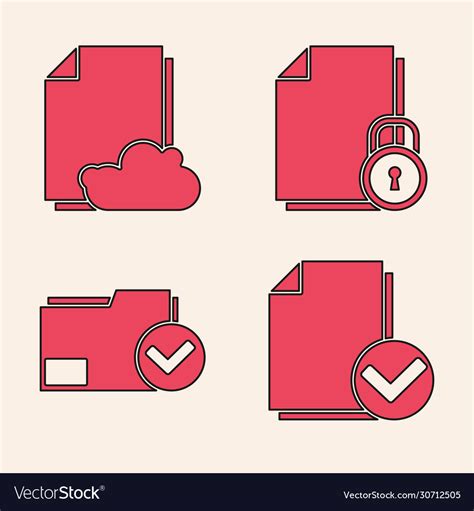 Set Document And Check Mark Cloud Storage Text Vector Image