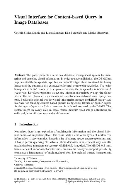 pdf visual interface for content based query in image databases
