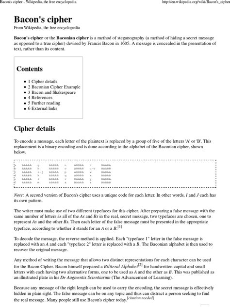 Bacons Cipher Wikipedia The Free Encyclopedia Secure Communication Espionage Techniques Bacons Cipher Wikipedia The Free Encyclopedia Secure Communication Espionage Techniques