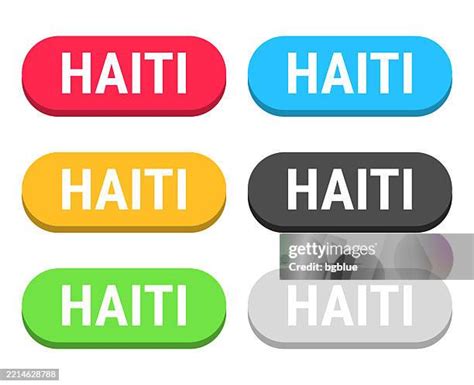 haiti colorful 3d click web buttons on blank background high res vector
