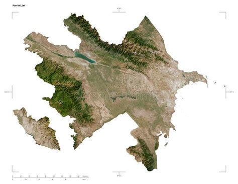 Azerbaijan Shape On White Low Res Satellite Stock Illustration
