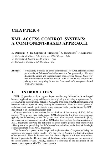 Pdf Xml Access Control Systems A Component Based Approach