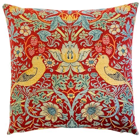 William Morris Strawberry Thief Pillow Cover Belgian Tapestry Cushion