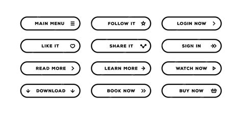 premium vector button vector set black line style with user interface