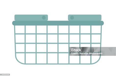 손잡이가 있는 철사 식료품 바구니 세미 플랫 컬러 벡터 개체 2차 도형에 대한 스톡 벡터 아트 및 기타 이미지 2차 도형