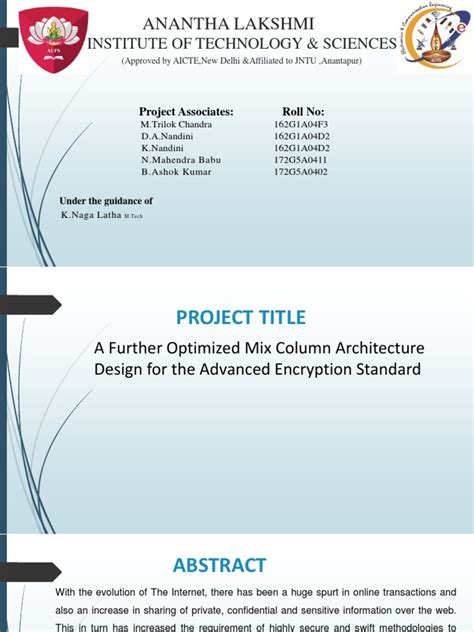A Further Optimized Mix Column Architecture Design For The Advanced Encryption Standard Pdf