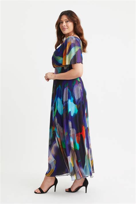 Isabelle Navy Mirage Float Sleeve Maxi Dress Scarlett And Jo