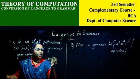 Theory Of Computation Conversion Of Language To Grammar Computer
