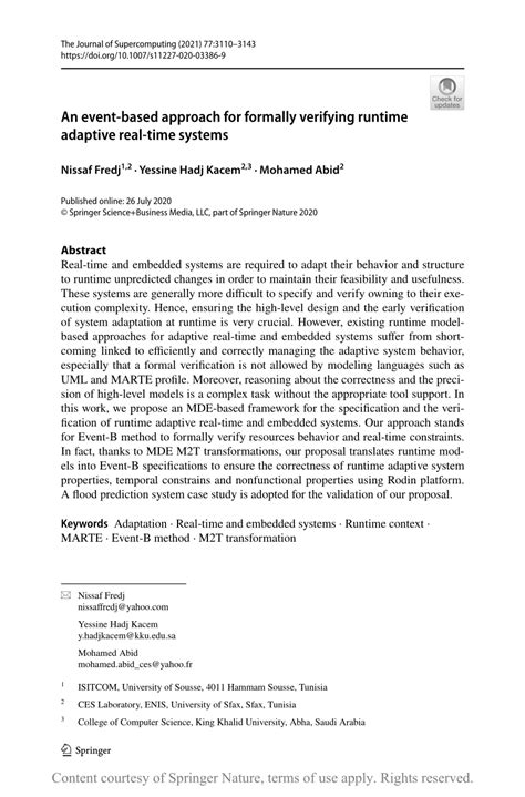 An Event Based Approach For Formally Verifying Runtime Adaptive Real