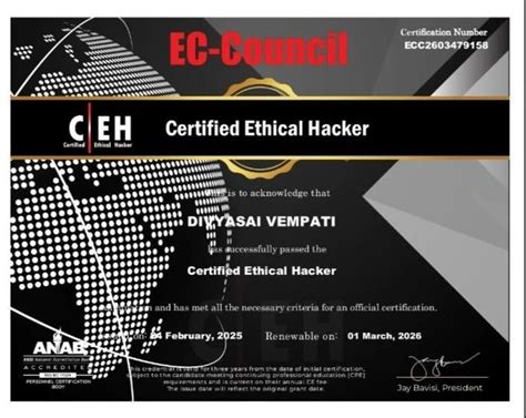 Cehv13 Cybersecurity Ethicalhacking Eccouncil Pentesting Infosec… Divya Sai Vempati