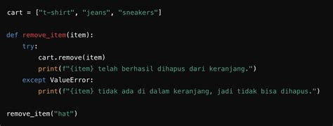 Tutorial Hapus Elemen Pada Python Dengan Try Except