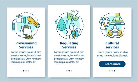 Ecosystem Services Onboarding Mobile App Page Screen With Linear Concepts Provisioning