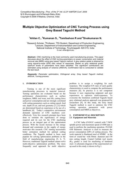 Pdf Multiobjective Optimization Of Cnc Turning Process Using Grey
