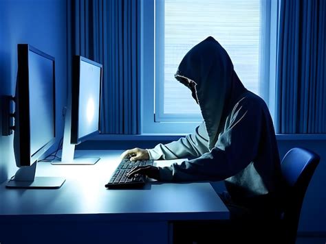 Premium Ai Image Modernized Hacker With Hoodie Concept Of Dark Web