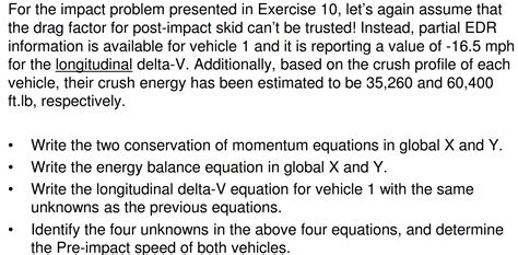 For The Impact Problem Presented In Exercise Chegg
