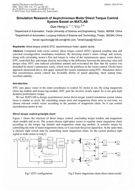 Simulation Research Of Asynchronous Motor Direct Torque Control System Based On Matlab