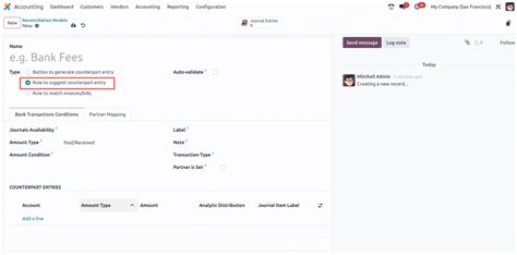 configuration of bank payments odoo v17 accounting book