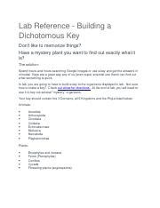 Building A Dichotomous Key For Organisms Quick And Easy Guide Course Hero