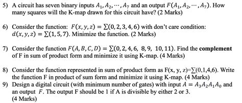 Solved 5 A Circuit Has Seven Binary Inputs A1 A2 A