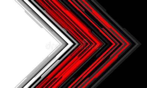 Abstract Red Black Grey Arrow Cyber Circuit Pattern Direction Geometric On White Futuristic