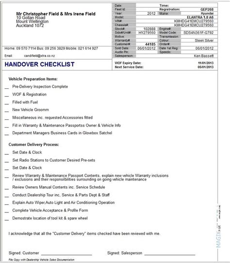 Handover Checklist Form Vrogue Co