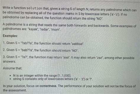 Solved Write A Function Solution That Given A String S Of Chegg