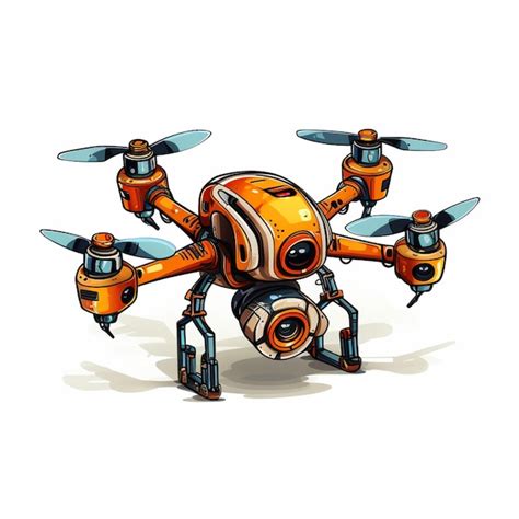 Premium Photo Cartoon Illustration Of A Small Orange And Black Drone With Propellers Generative Ai