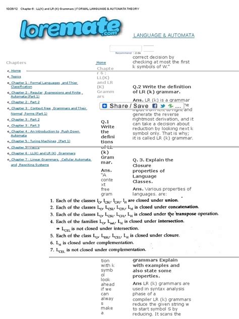 Ll K And Lr K Grammars Explained Pdf Parsing Automata Theory