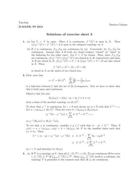 Solutions Of Exercise Sheet