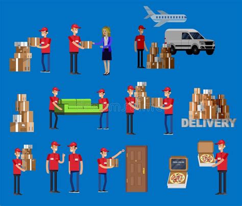 Funny Pizza Delivery Boy Funny Delivery Character Man Stock Vector