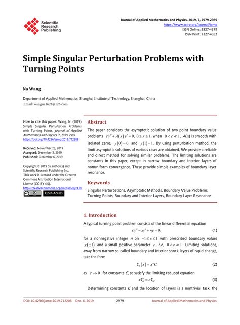 Pdf Simple Singular Perturbation Problems With Turning Points