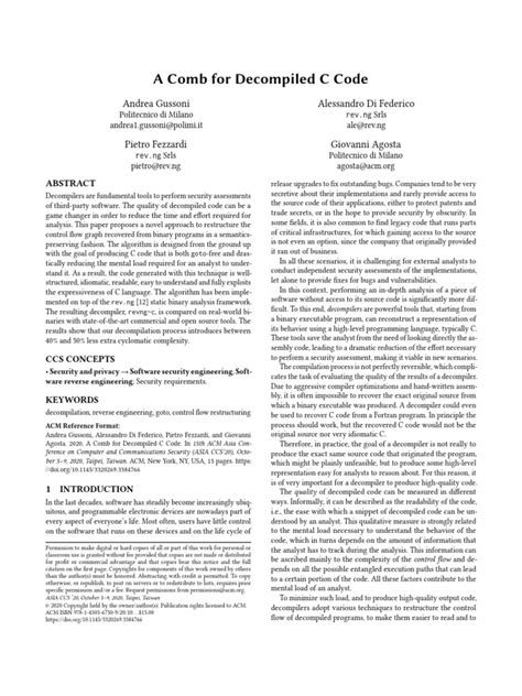 A Comb For Decompiled C Code Pdf Control Flow Computer Programming