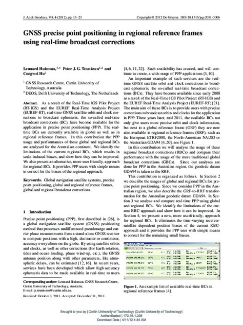Gnss Precise Point Positioning In Regional Reference Frames Using Real