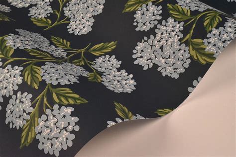 Rifle Paper Co Hydrangea Wallpaper In Navy Elegant Floral Home Decor