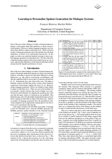 Pdf Learning To Personalize Spoken Generation For Dialogue Systems
